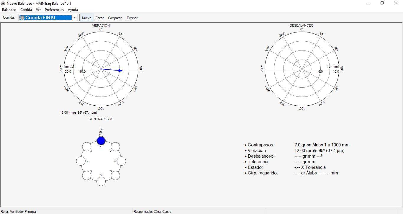 MAINTraq Balance: Proceso de balanceo en 1 plano